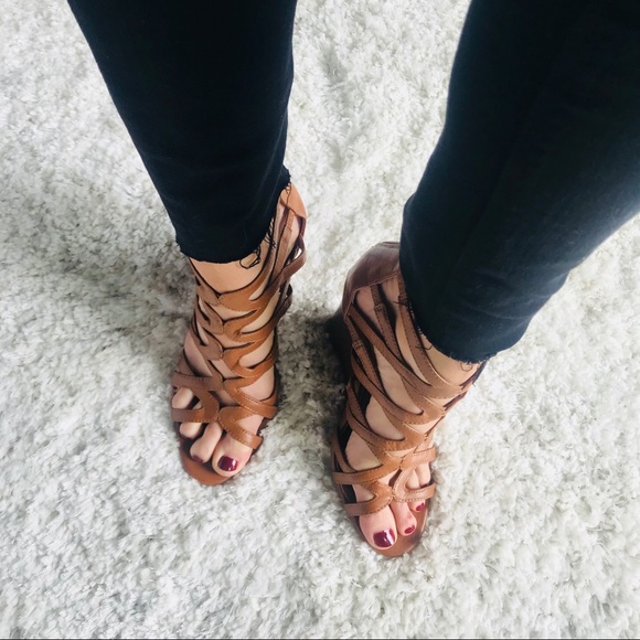 Shoes | Tan Wedges Caged Heels Caged Wedges | Poshmark
